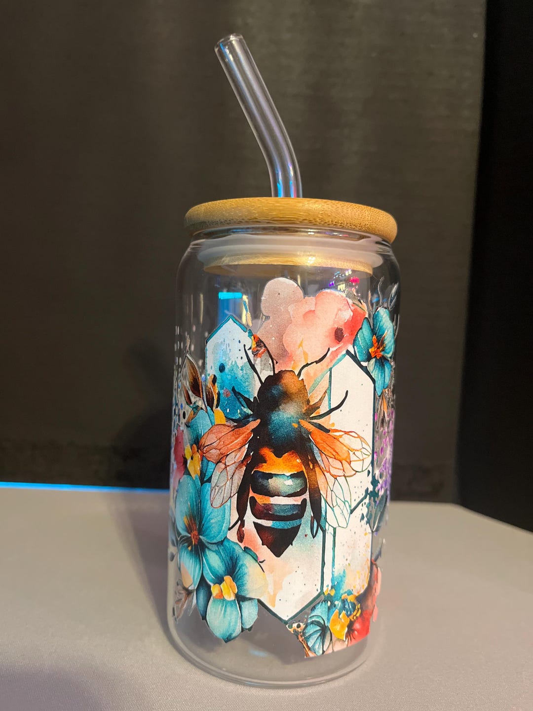 Hand Wrapped (various Designs) Glass Tumblers With Bamboo Lids and ...