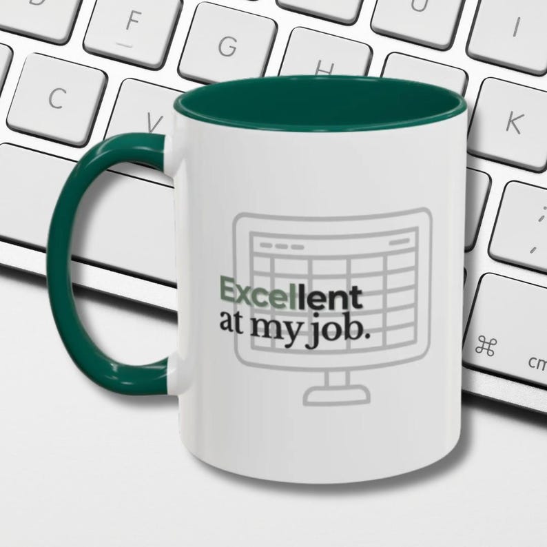 Spreadsheet Pun Mug | Excel-lent at My Job Coffee Cup | Funny Office ...