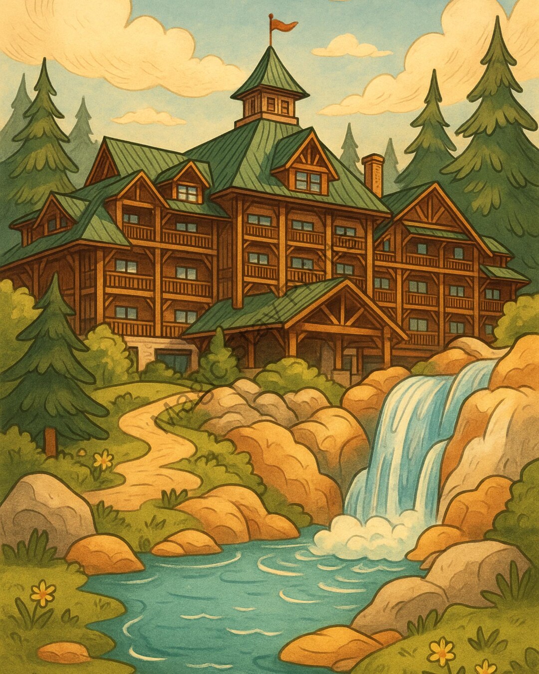 Fairytale Resort Poster/ Inspired by Wilderness Lodge/ Storybook-style ...