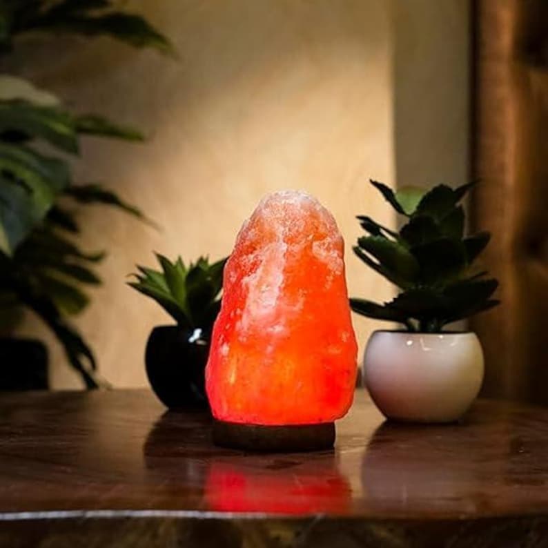 USB Salt Lamp: Color Changing Hand Carved With Wooden Base, 6" - Etsy