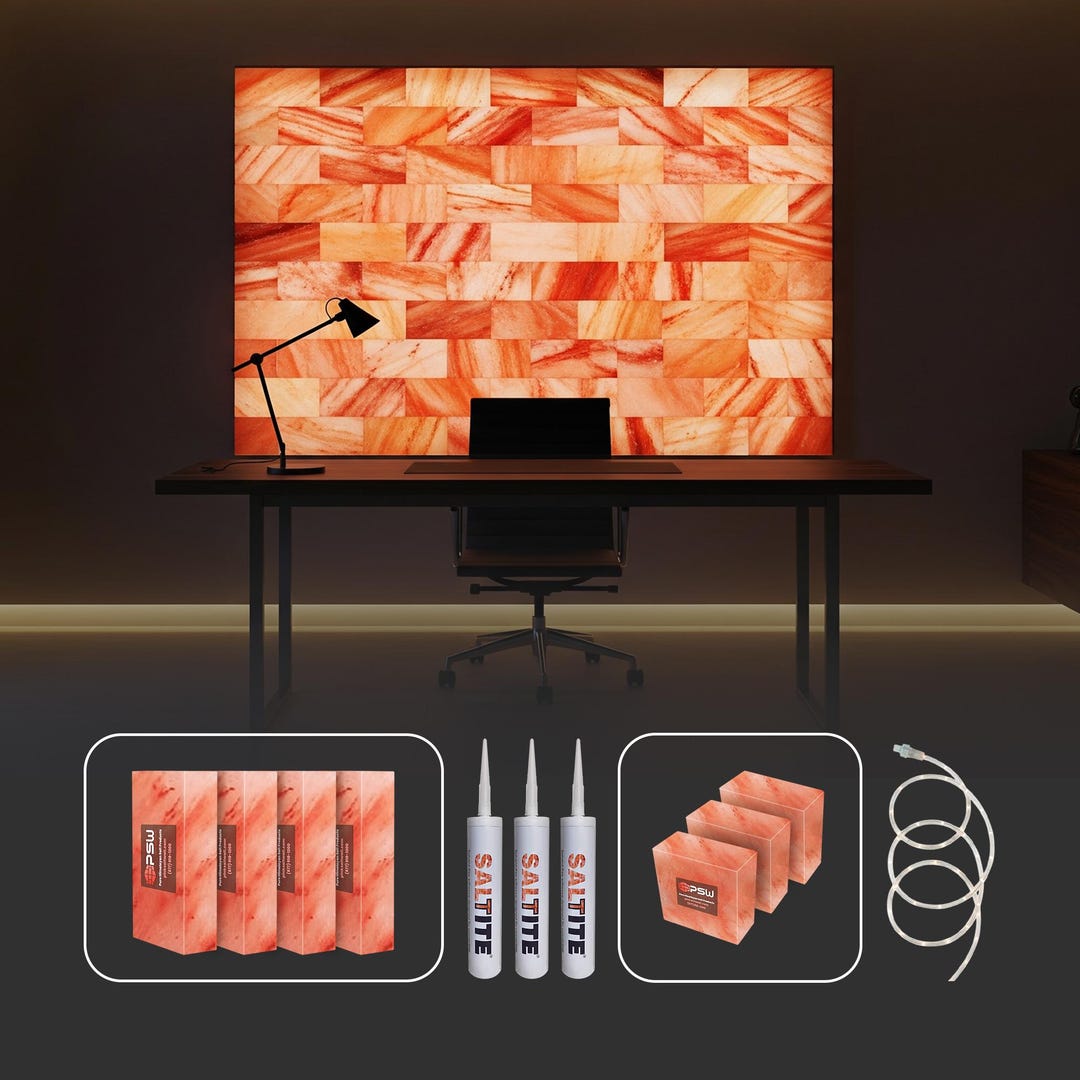 5x4 Ft Himalayan Salt Wall Panel Kit Including Bricks, Glue, Map and ...