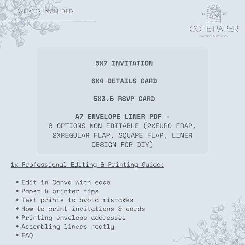 Garden Wedding Invitation Template, Editable Botanical Invite Suite ...