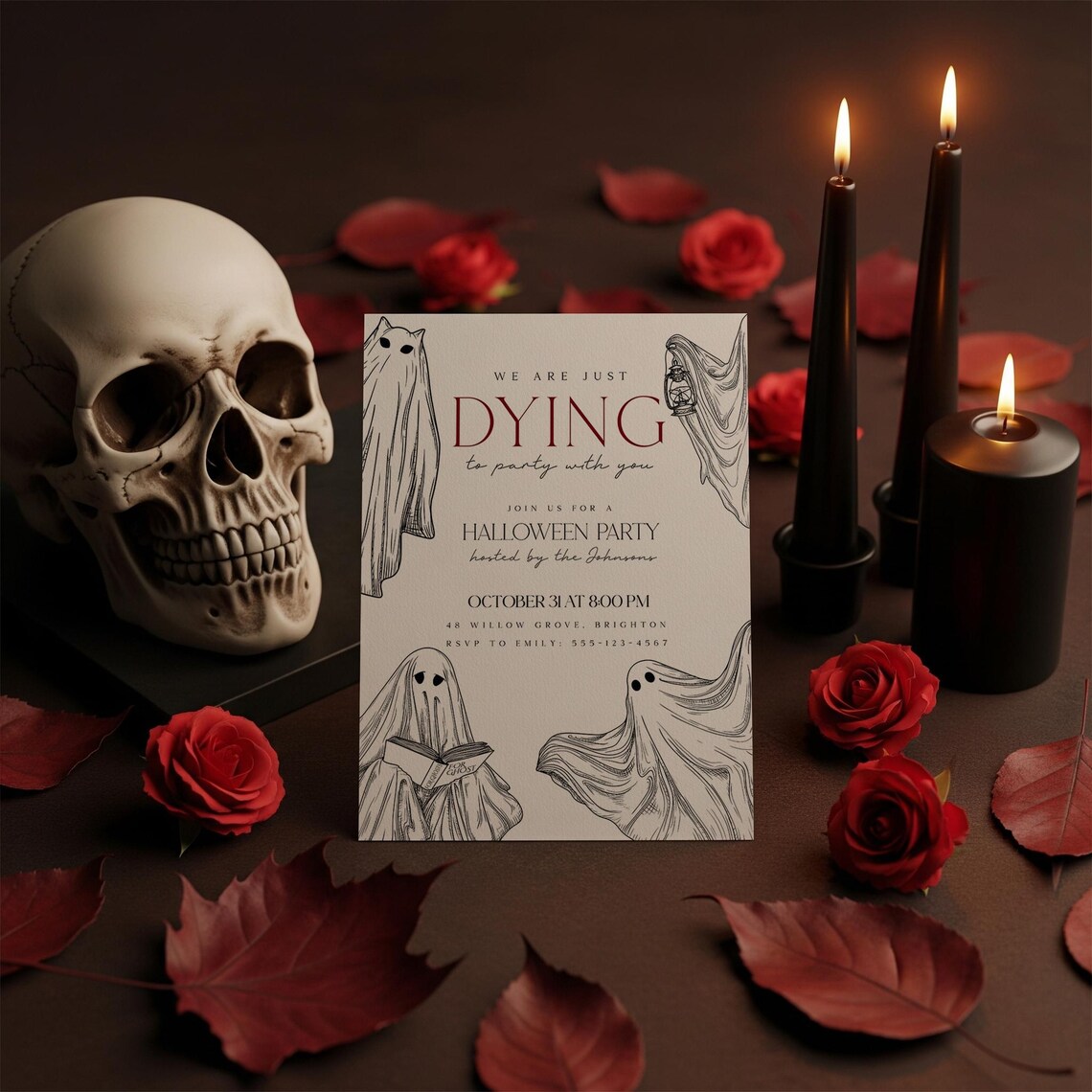 Ghost Halloween Party Invitation: Editable Canva Template (digital ...