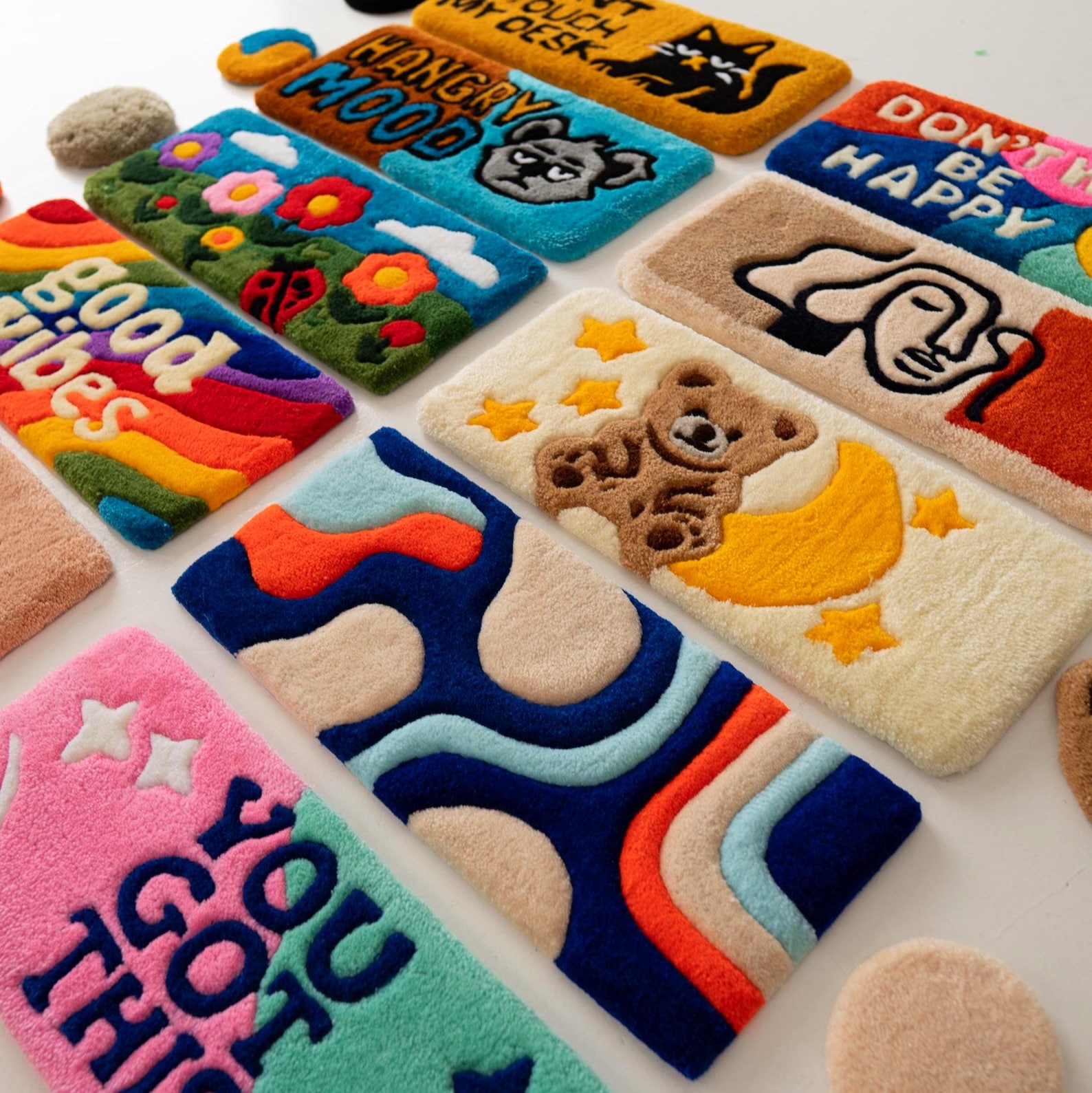 Cute Keyboard Rug for Cubicle Decor, Small Tufted Desk Mat, Wrist Rest ...