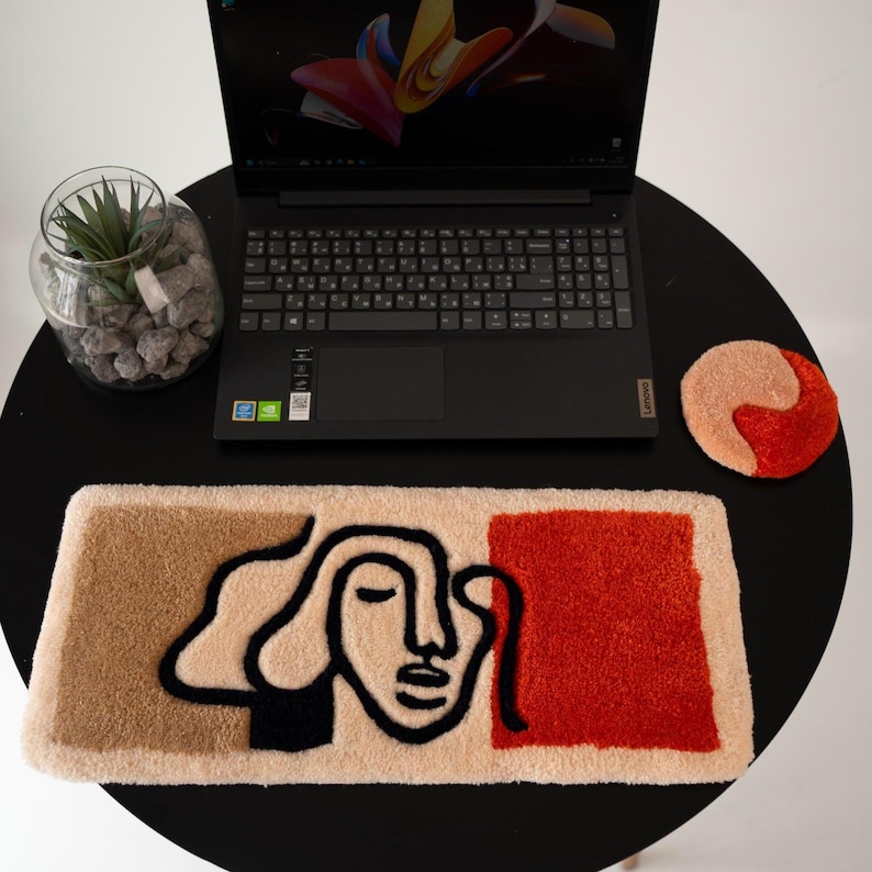 Keyboard Rug, One Lines| Custom Desk Mat | Handmade Tufted Rug for ...