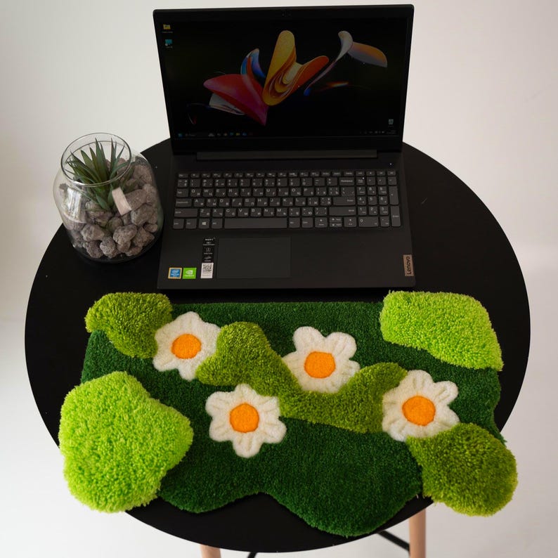 Moss Keyboard Rug | Grass-inspired Desk Mat | Wrist Rest | Custom Green ...