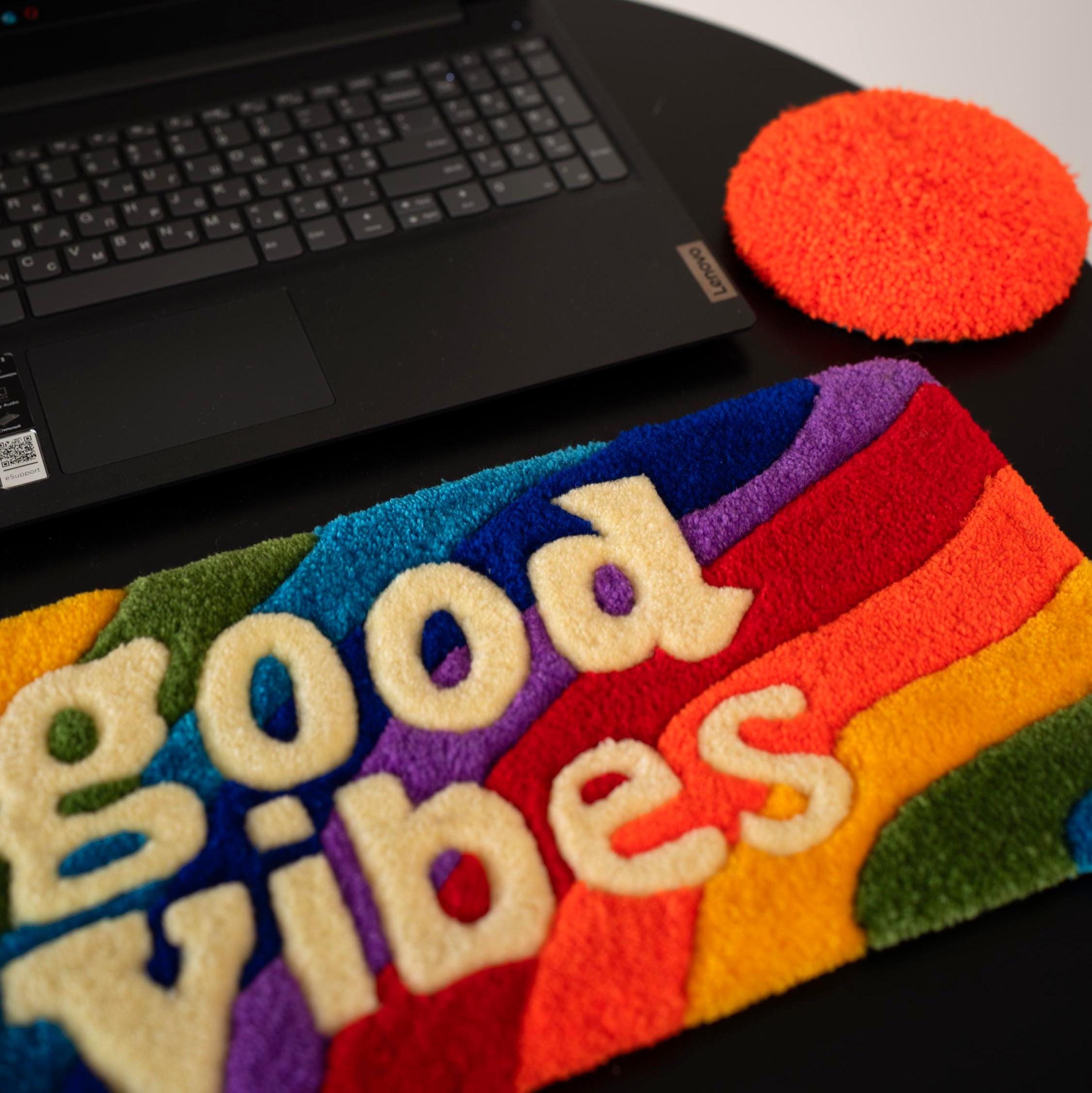 Keyboard Rug, Custom Desk Mat Wrist Rest, Handmade Tufted Rainbow ...