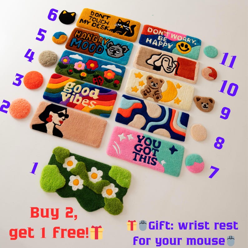 Keyboard Rug, One Lines| Custom Desk Mat | Handmade Tufted Rug for ...