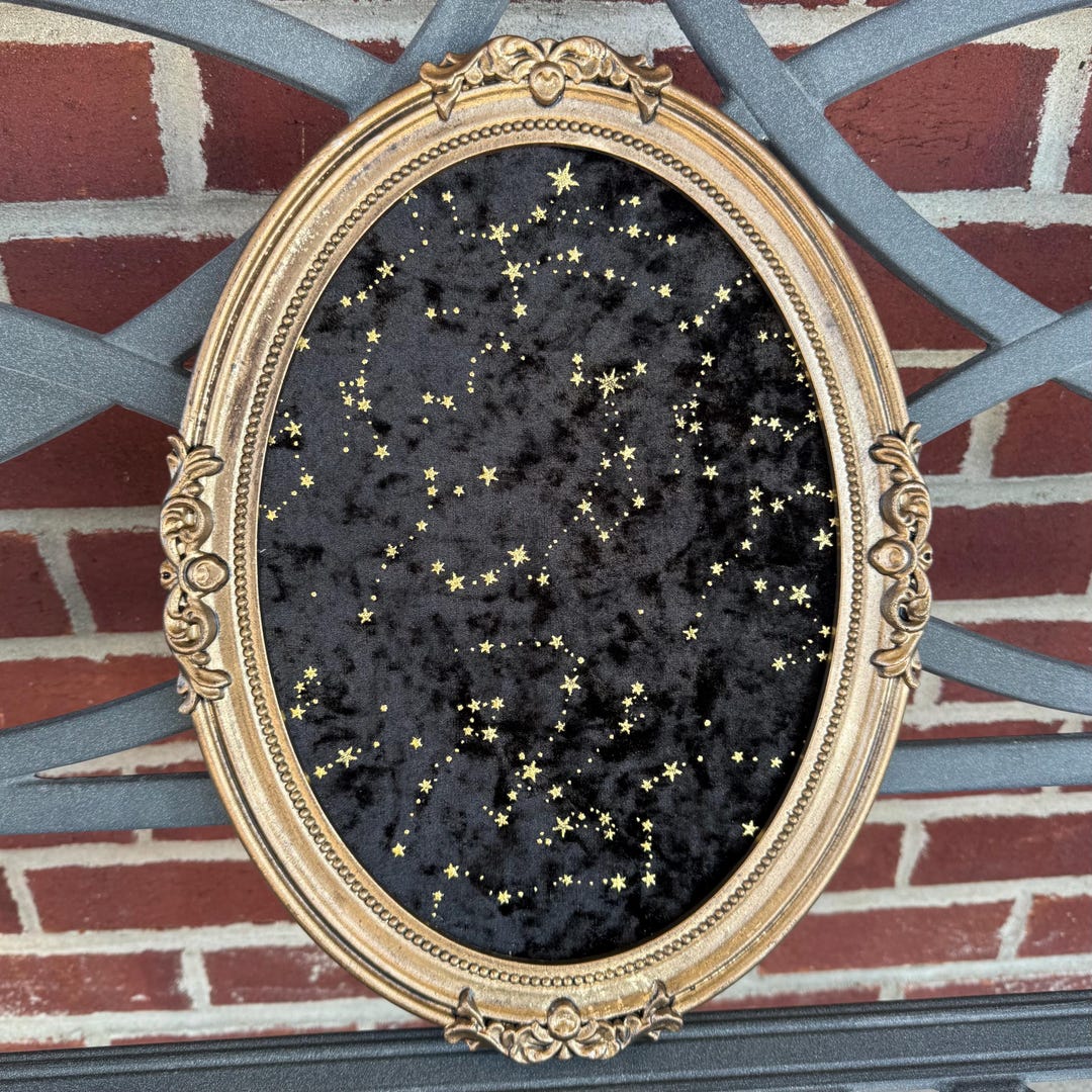 Ornate Oval Deep Gold Metallic Pinboard Blue Celestial Velvet - Etsy