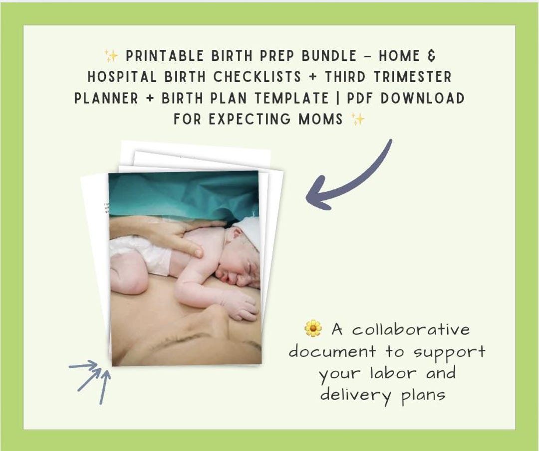 Printable Birth Prep Bundle: Checklists & Birth Plan Template (PDF ...