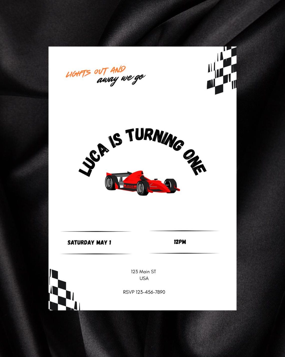 Formula One Invitation- First Birthday Template - Etsy