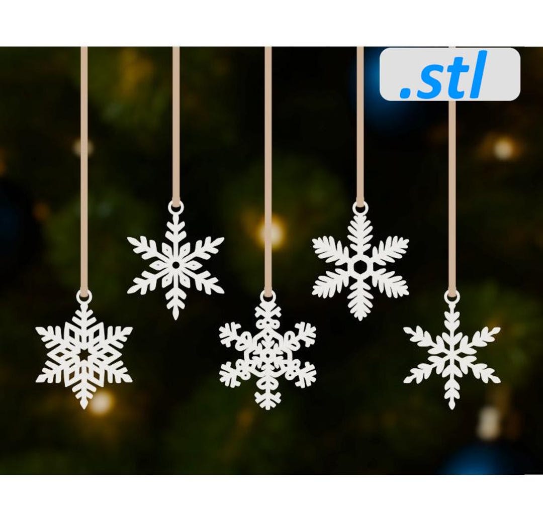 5 Snowflake 3D Print Christmas Ornaments – STL File Bundle - Etsy