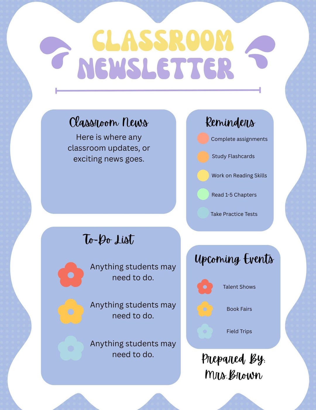 Editable Weekly Teacher Newsletter Template | Canva Digital Download ...
