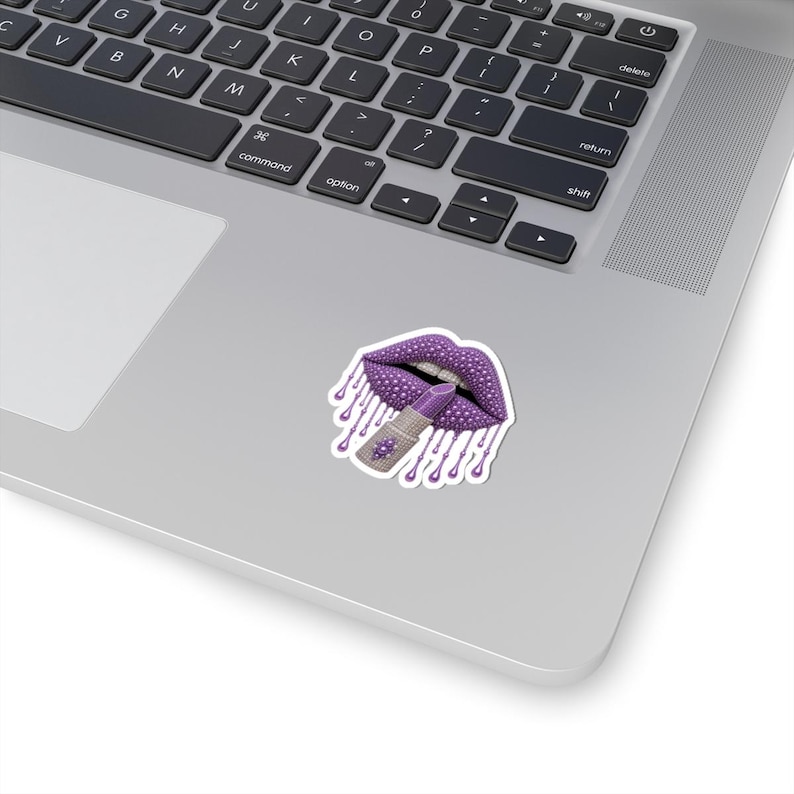 Purple Drip Lipstick Kiss-cut Sticker | Pearl Glam Lip Art Decal - Etsy