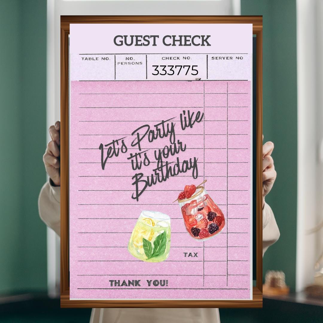 Retro Diner Receipt Art Print | "let's Party" Cafe Decor (24x36 ...