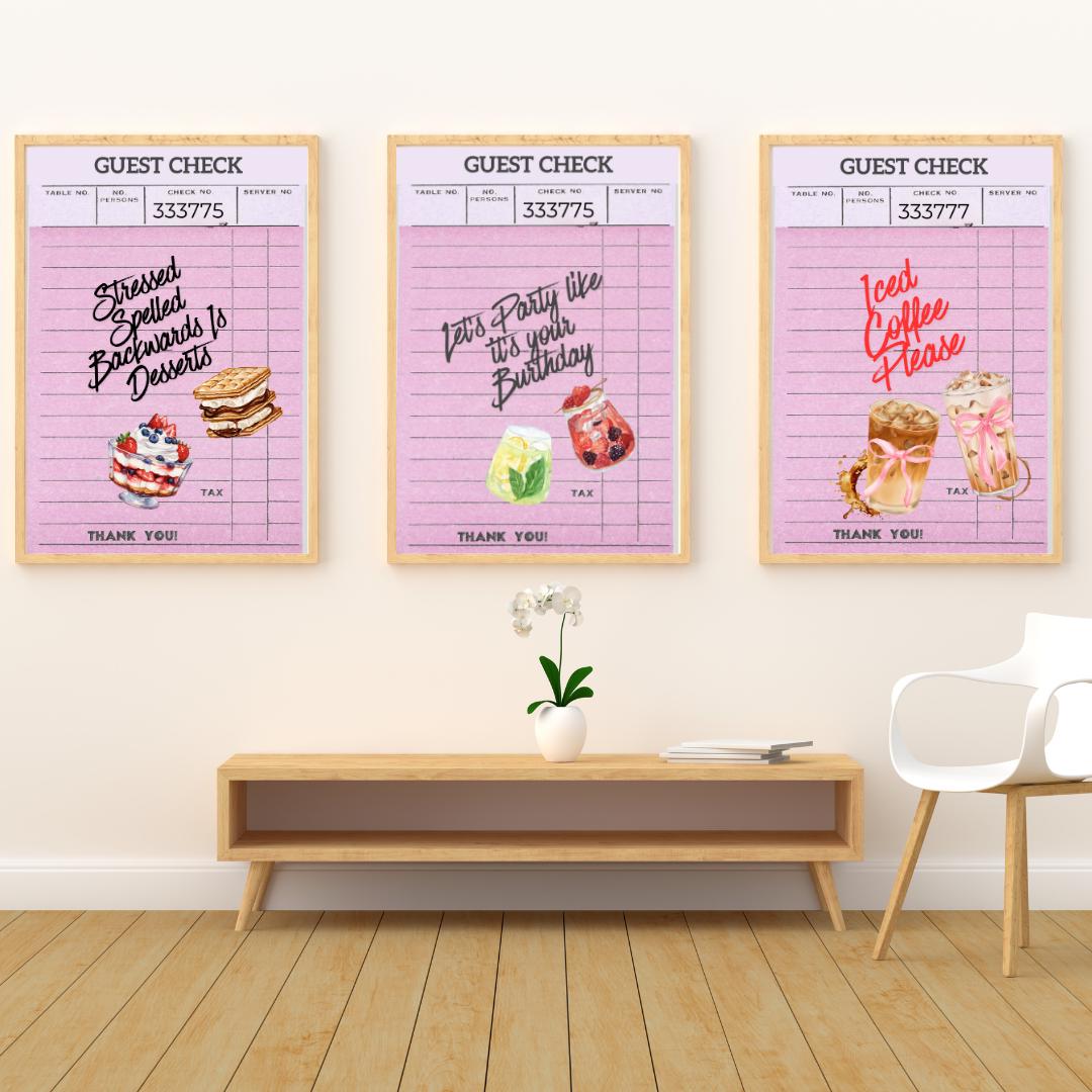 Retro Diner Receipt Art Print | "let's Party" Cafe Decor (24x36 ...