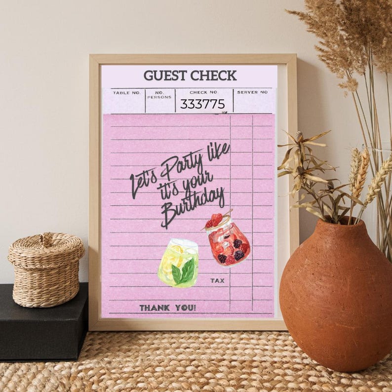 Retro Diner Receipt Art Print | "let's Party" Cafe Decor (24x36 ...