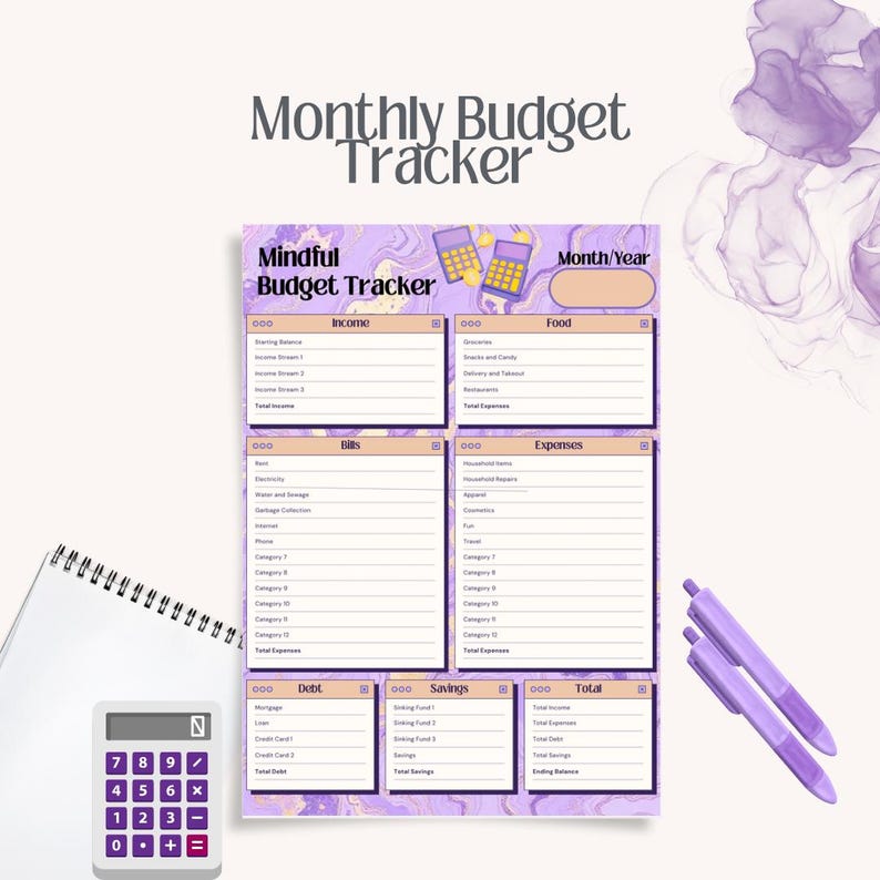 Monthly Budget Tracker | Printable PDF Budget Planner | Personal ...