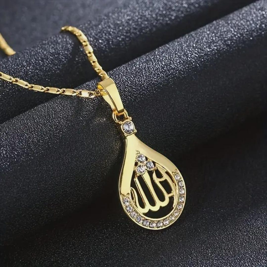 Punk Islamic Allah Quran Necklace, Water Drop Pendant, Amulet Jewelry ...