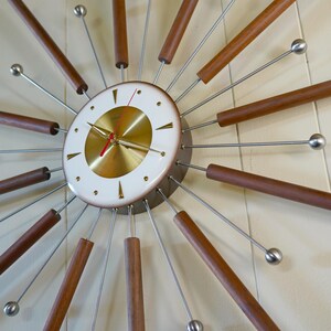 Large Vintage Starburst Wall Clock Welby Sunburst Atomic Eames Era Mid ...