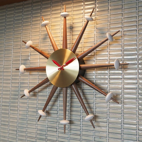 Vintage Mid-century Modern Starburst Wall Clock by Syroco - Etsy