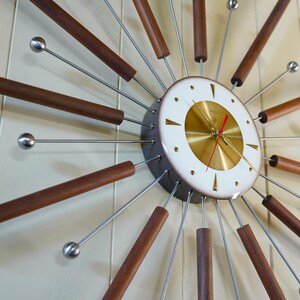 Large Vintage Starburst Wall Clock Welby Sunburst Atomic Eames Era Mid ...
