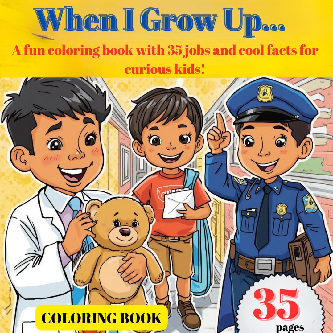 Professions Coloring Book: Fun Job Activity Book for Kids - Etsy
