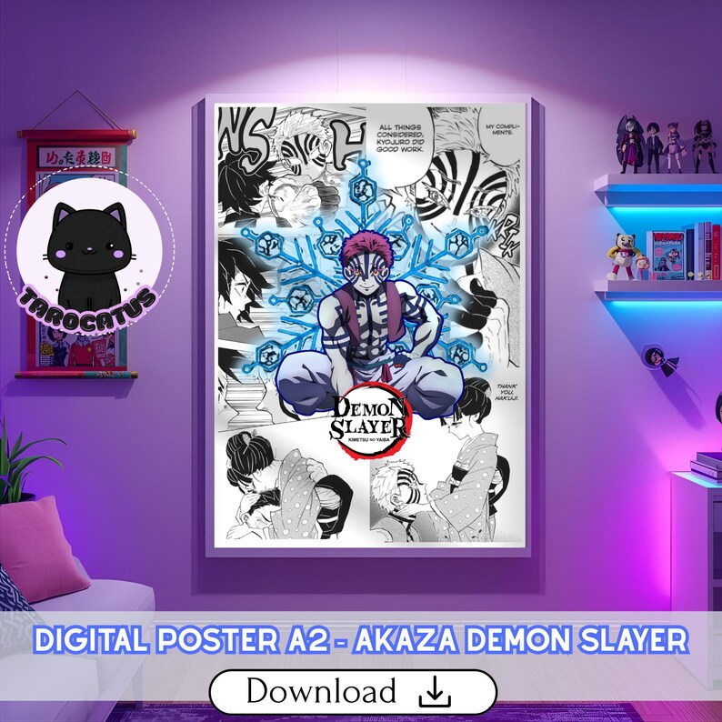 Akaza, Demon Slayer Anime Digital Poster, Anime Gifts, Decor Wall ...