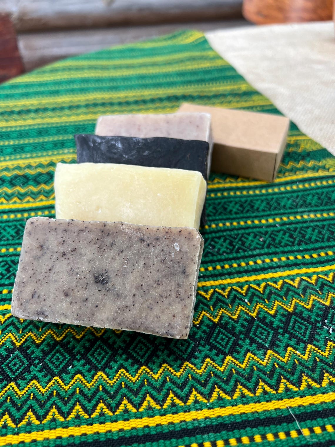 Handmade Soap Gift Set: Natural Birch Tar, Pine, Coffee Scrub & Shaving ...