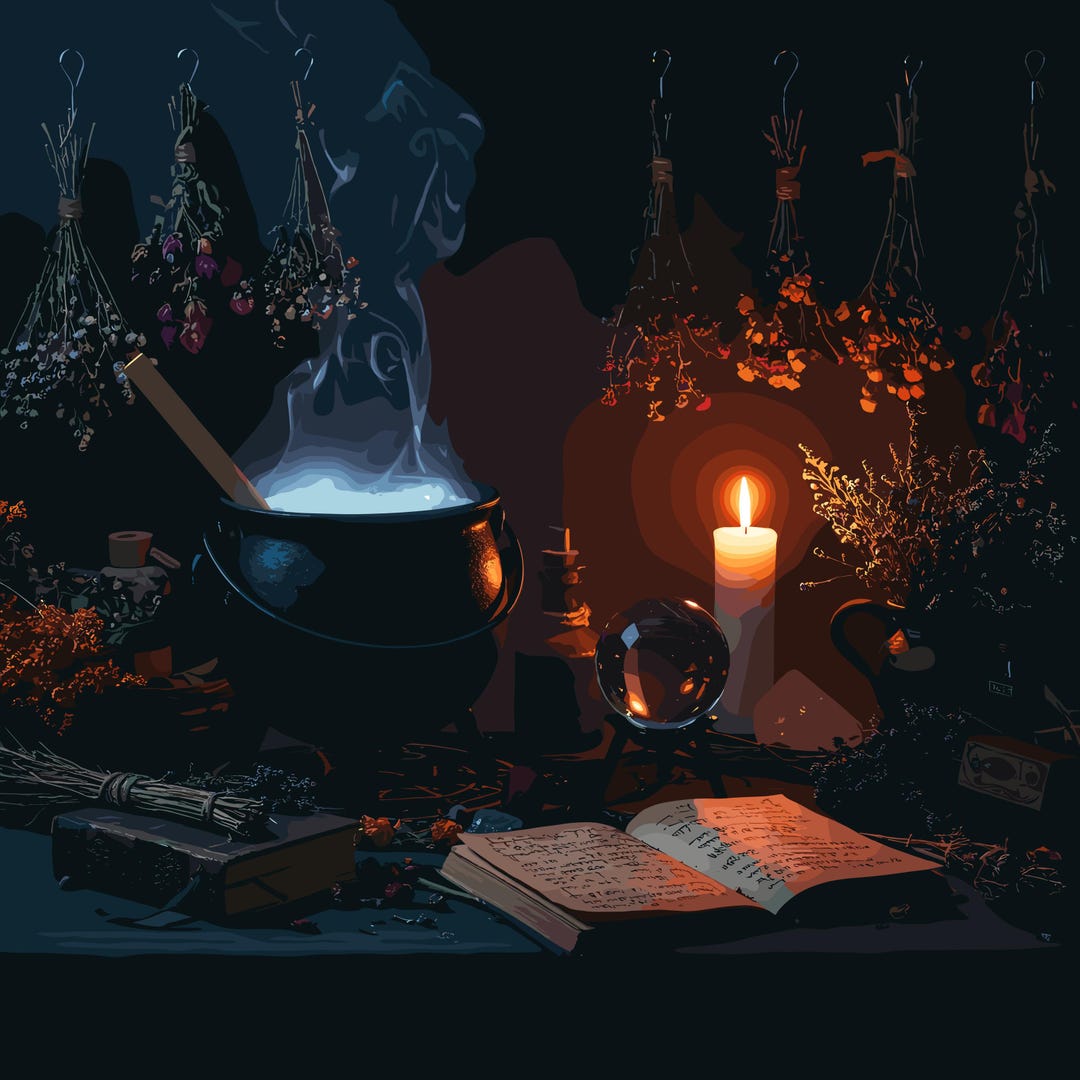 Witchy Desk Digital Wallpaper | Gothic Witch Aesthetic Desktop ...