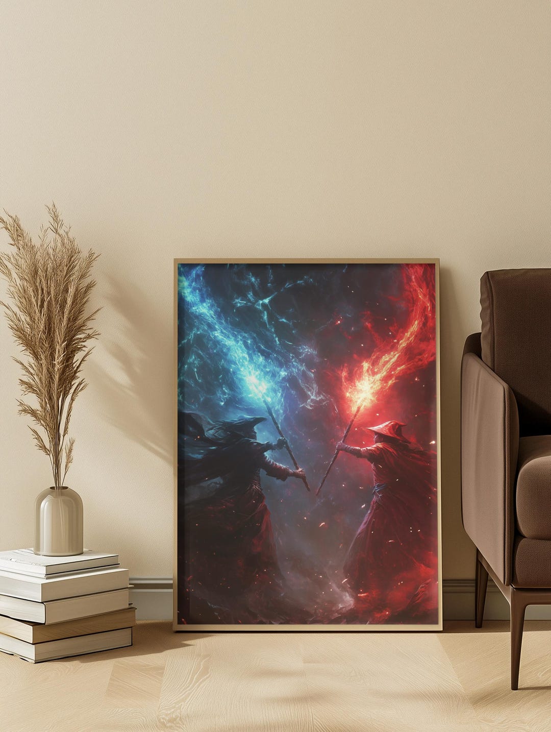 Wizard Duel Fantasy Art Print | Magic Battle Printable Wall Art ...