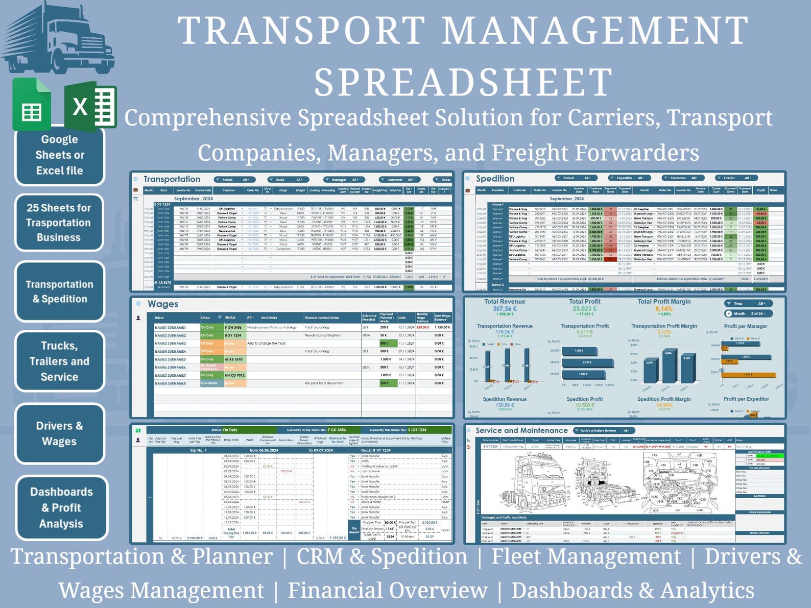 All-in-one Transport Management System - Google Spreadsheet (metric ...