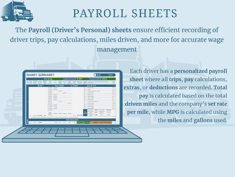 Trucking Payroll Google Sheet: Driver Management, Wages, and Payments ...