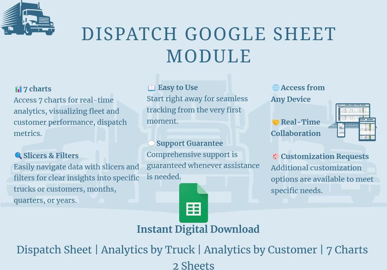 Dispatch Business Google Sheet for Dispatchers, Trucking Companies - Etsy