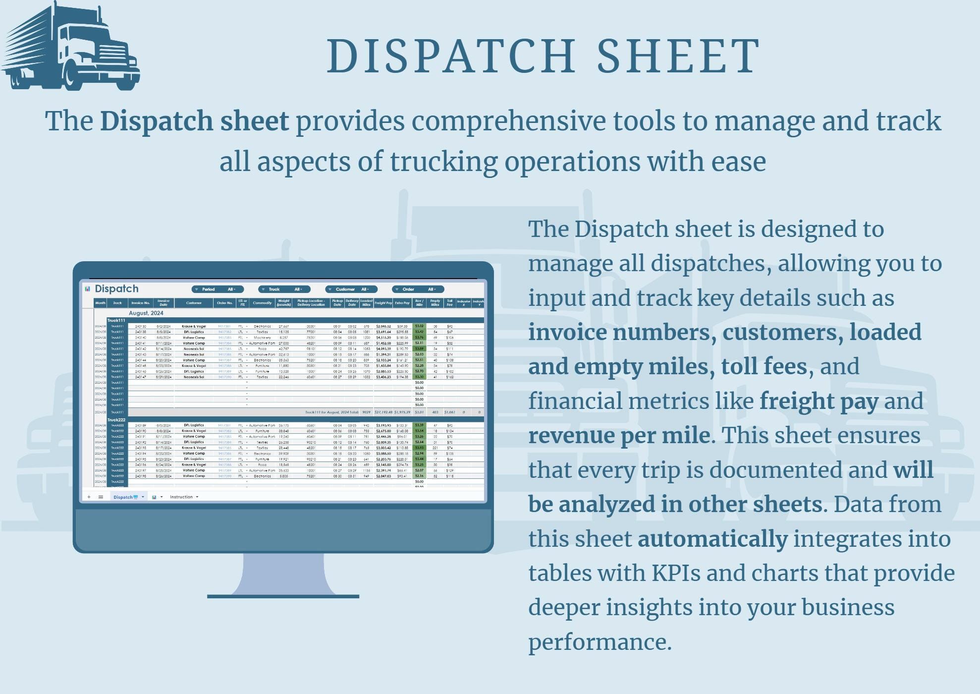 Dispatch Google Sheet for Dispatchers, Trucking Companies - Etsy