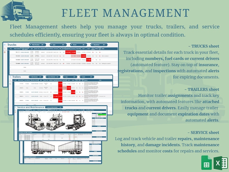 All-in-one Trucking Business Spreadsheet, Dispatch, Freight, Trucks ...