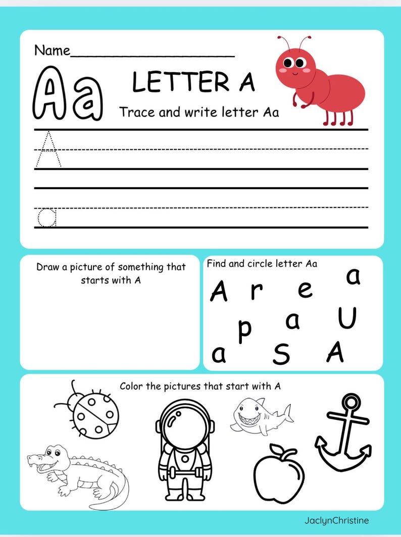 Printable Letter A Trace,write,find and Color - Etsy