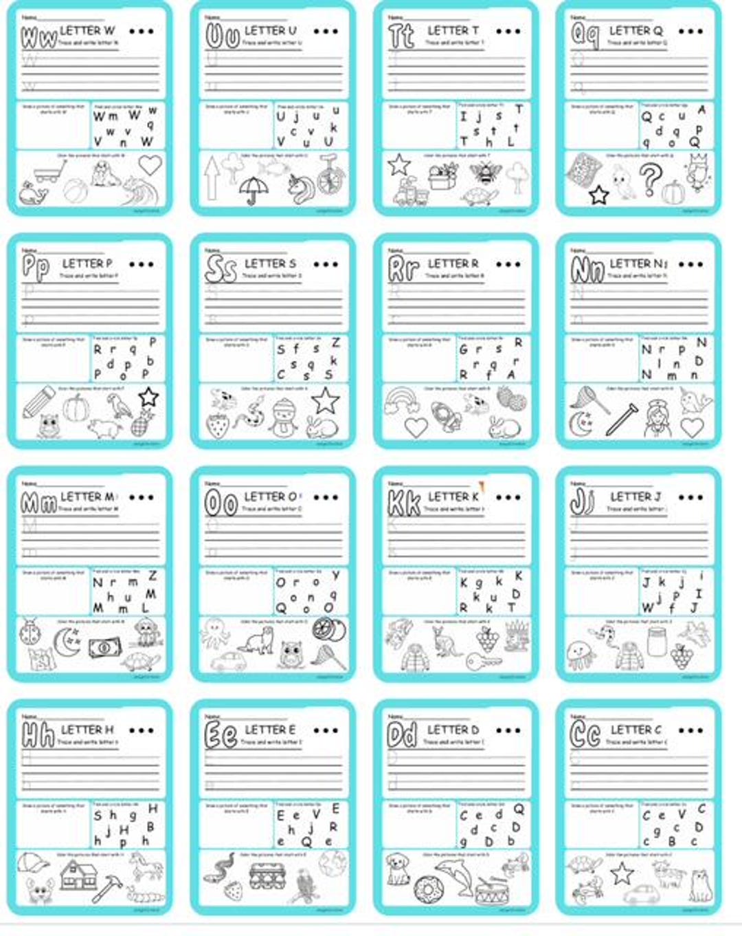 Printable; Letters A-Z Practice; Trace, Write, Find and Color; Prek ...