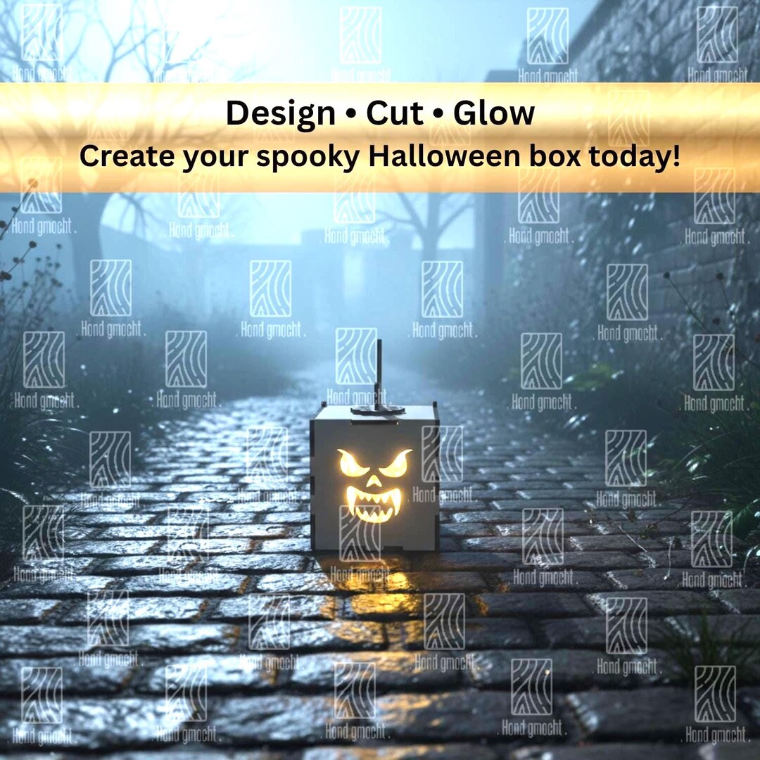 Creepy Faces Halloween Laser Cut Box | Custom Halloween Craft Template ...