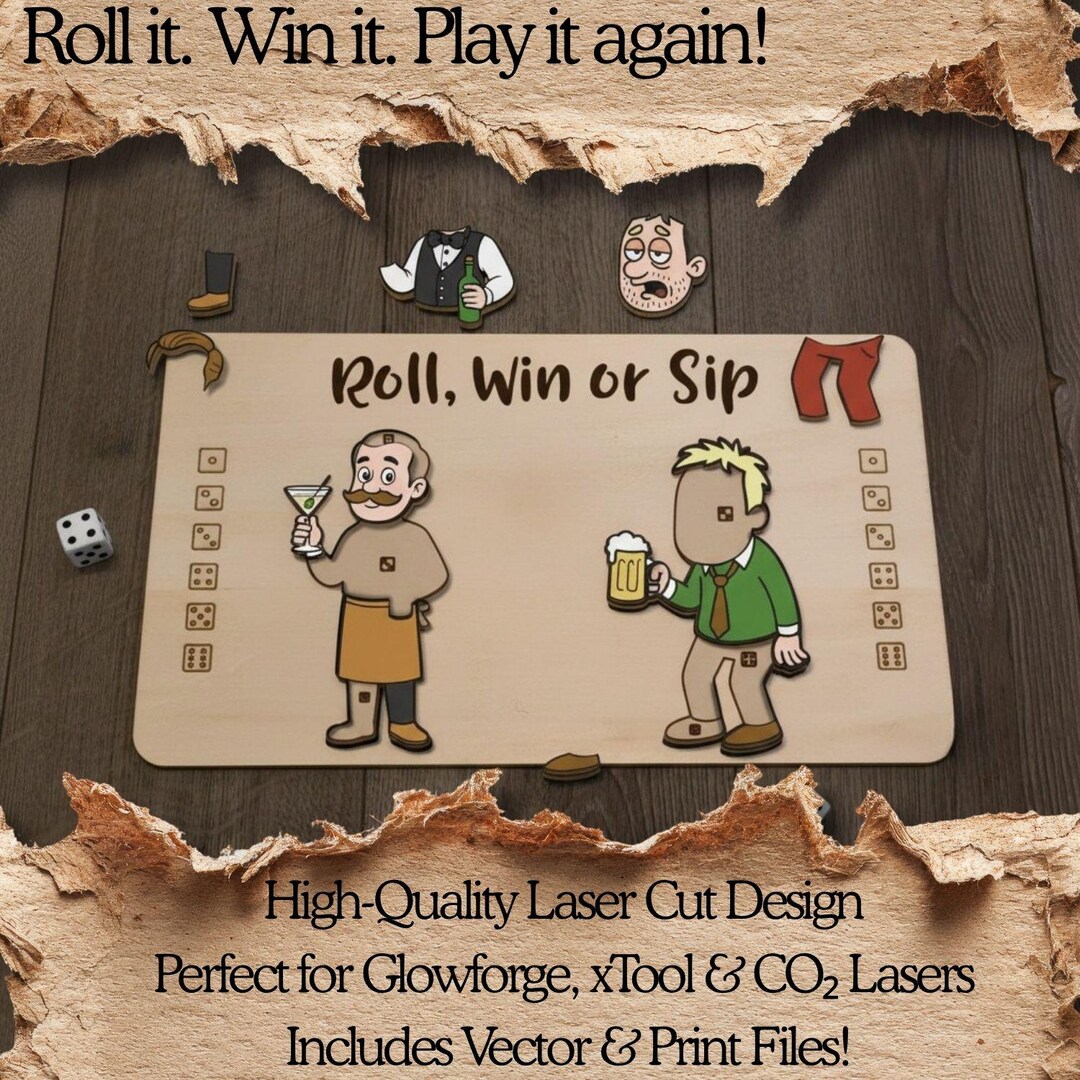 Roll Win Sip Party Game Laser Cut Board SVG DXF Digital Download - Etsy