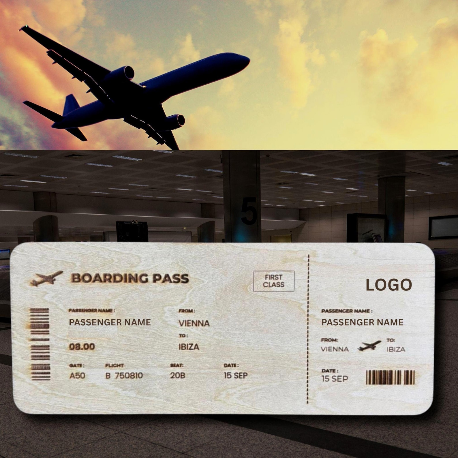 Laser Cut Boarding Pass Template SVG Personalized Travel Gift Editable ...