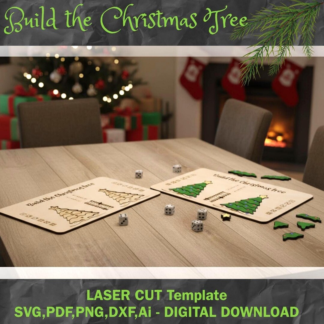 Build Christmas Tree Laser Cut Game Template SVG for Wooden Holiday ...
