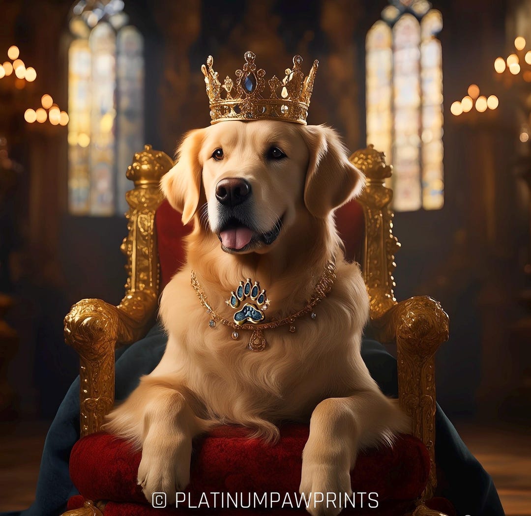 Golden Retriever Royal Portrait King Dog Art Print Regal Golden ...