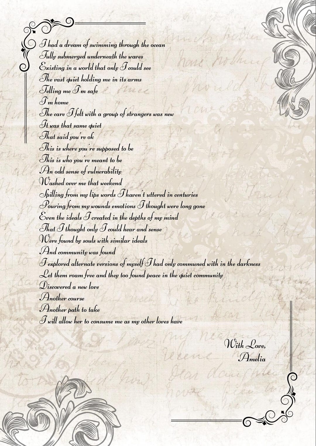 Custom Poem, Vintage, Cursive Writing - Etsy
