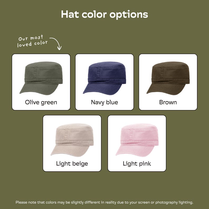 Custom Embroidered Cotton Cadet Hat: Personalized Military Style Cap - Etsy