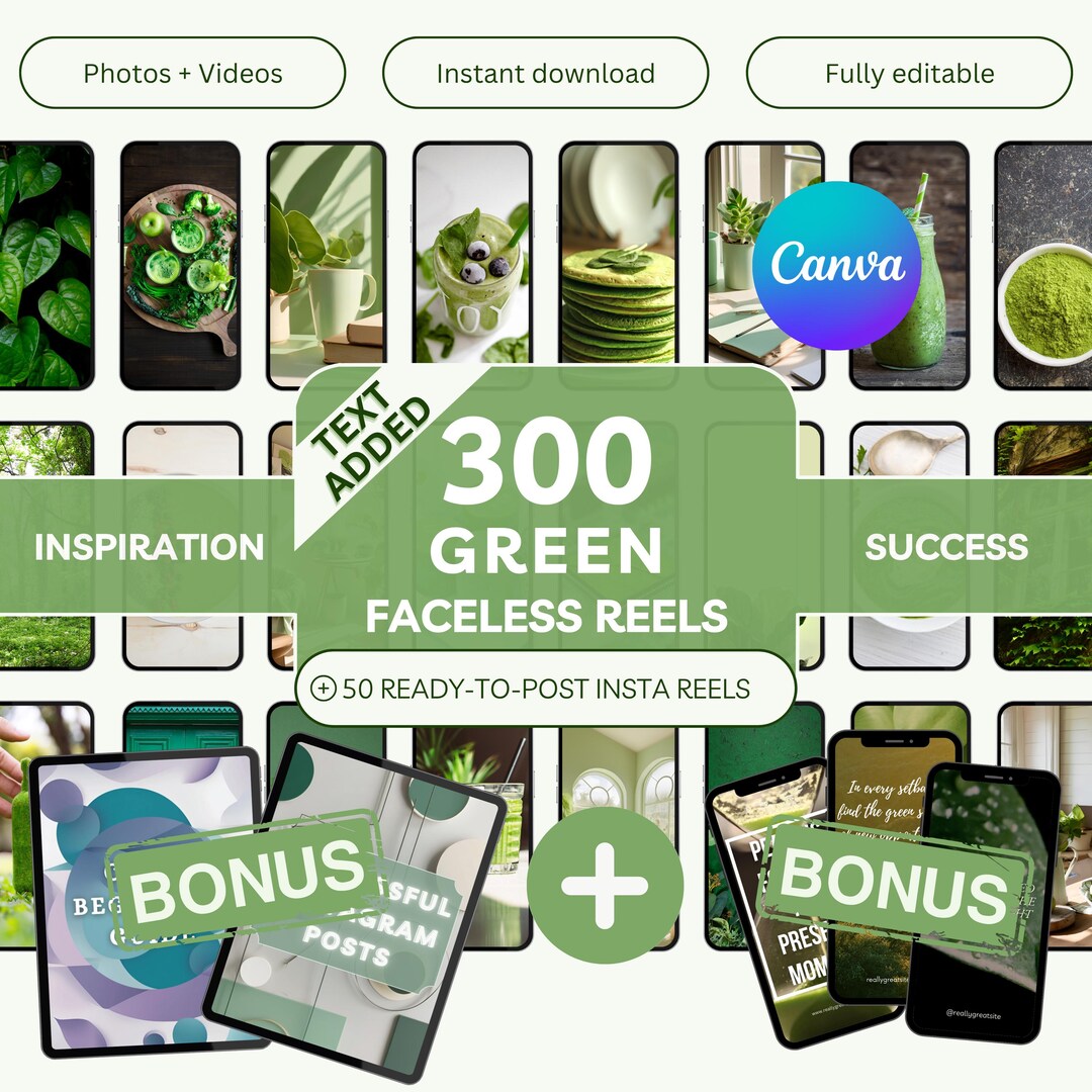 Faceless Social Media Marketing Template - Green Bundle | Fully ...