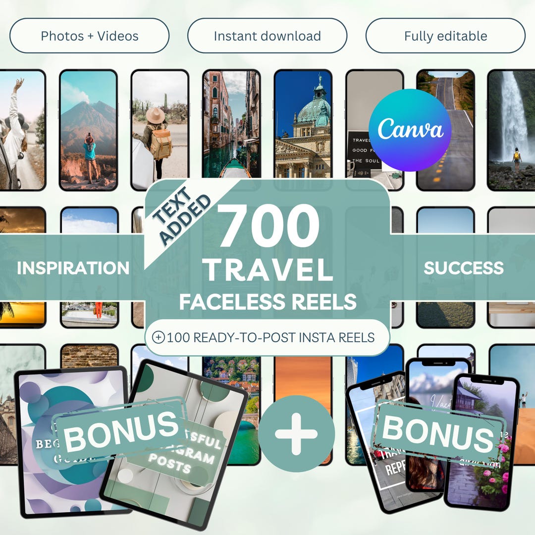 Faceless Social Media Marketing Template - Travel Bundle | Fully ...