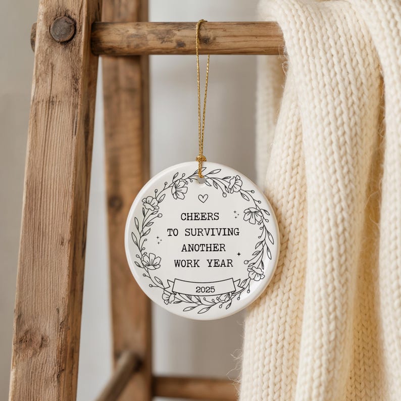Cheers to Surviving Another Work Year Ornament,funny Coworker Gift ...