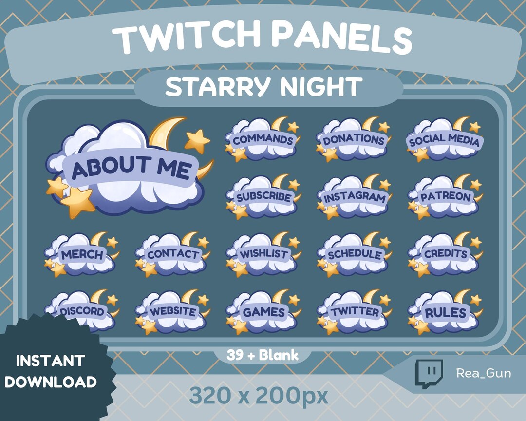 39 Starry Night Twitch Panels | Discord Border | Stream Panels - Etsy