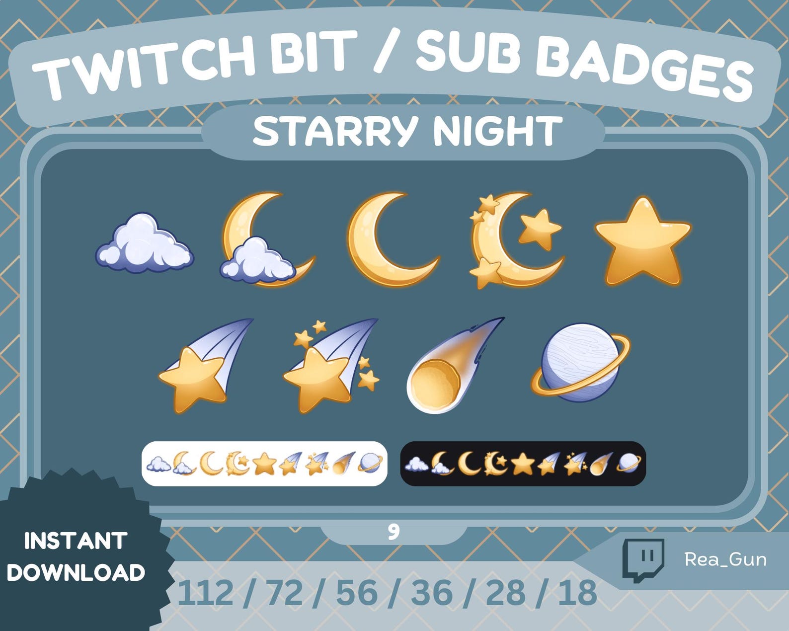 9 Starry Night Twitch Sub Badges | Bit Badges | Channel Points | Emotes ...